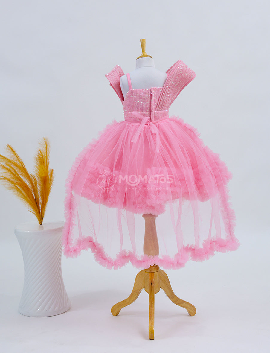 A Sparkling Pink Glitter Frock for Girls – Momatos