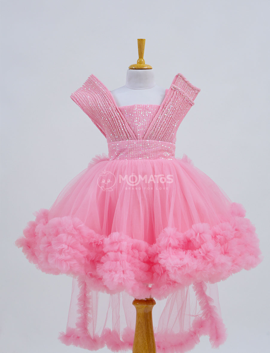 A Sparkling Pink Glitter Frock for Girls – Momatos